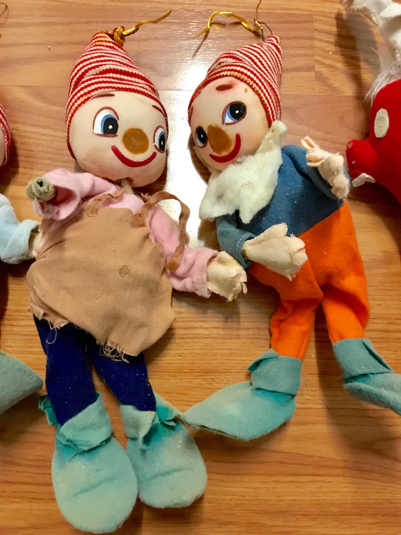 Vintage Large Felt Japan Elf Elves Rudolph Doll Christmas Tree Ornament ...