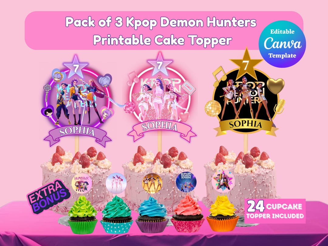 Printable Kpop Demon Hunters Cake Topper | Huntrix Kpop Birthday Party ...