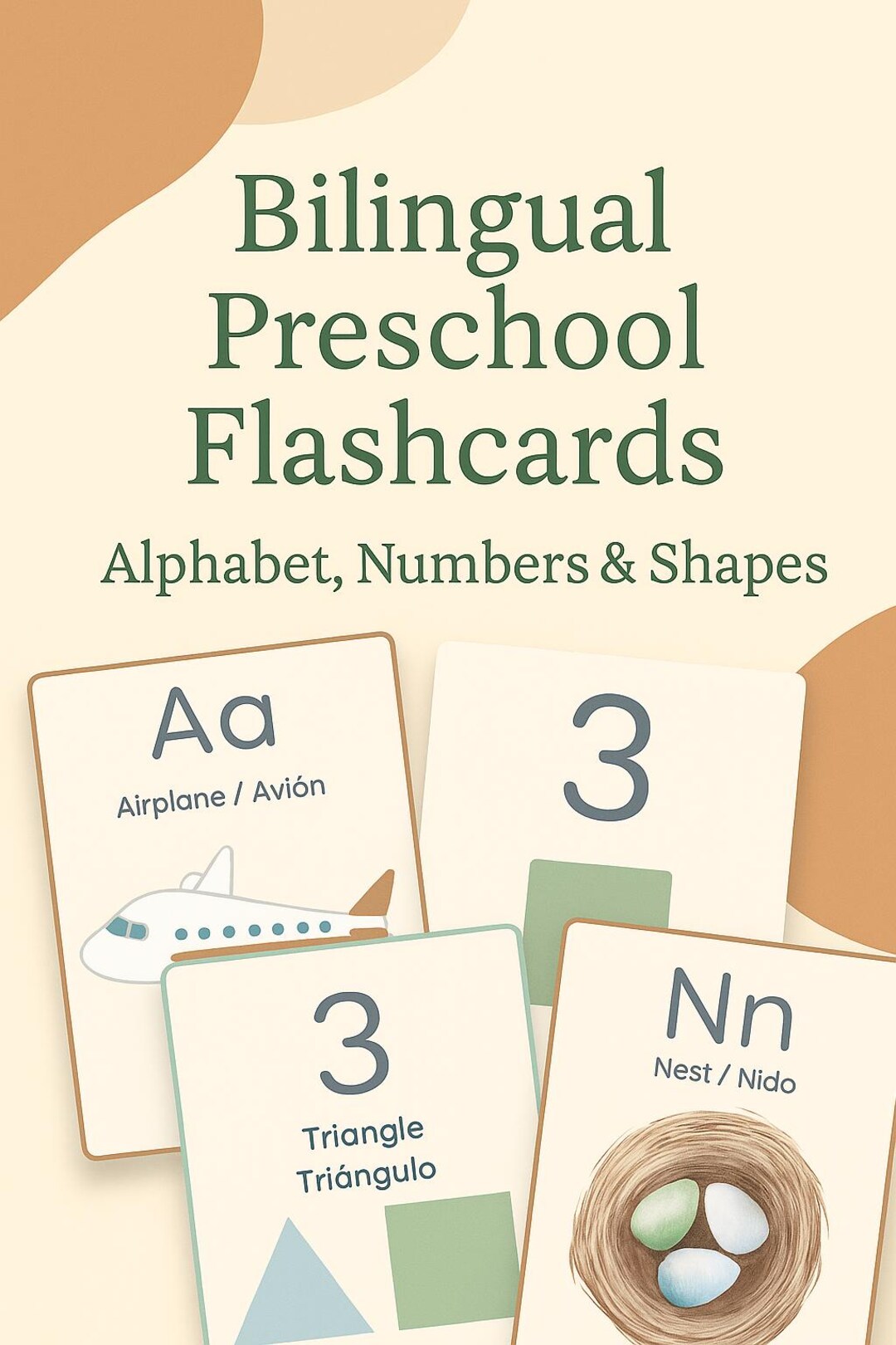 Bilingual Preschool Flashcards | Alphabet, Numbers & Shapes Printable ...