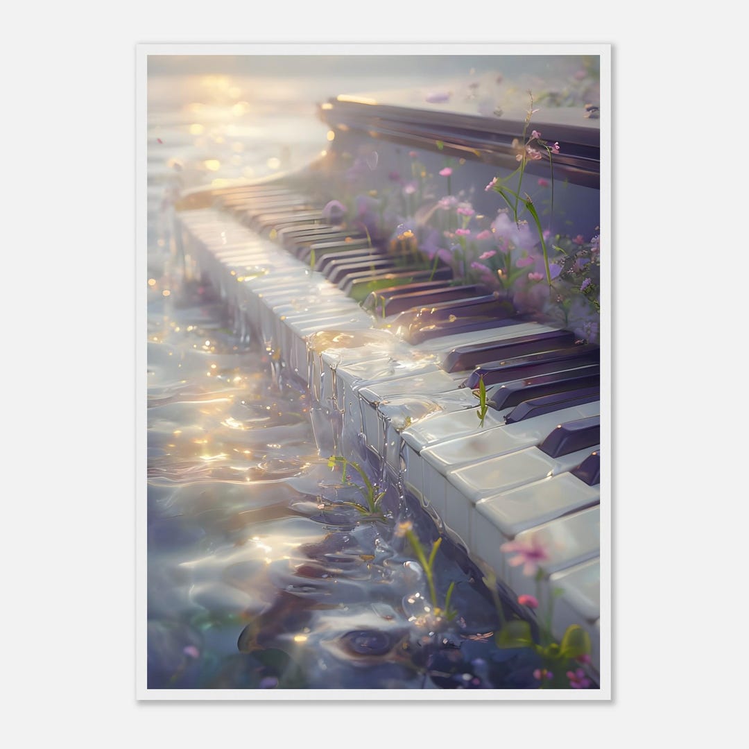 Surreal Piano Keys Poster: Dreamy Musical River Art - Etsy
