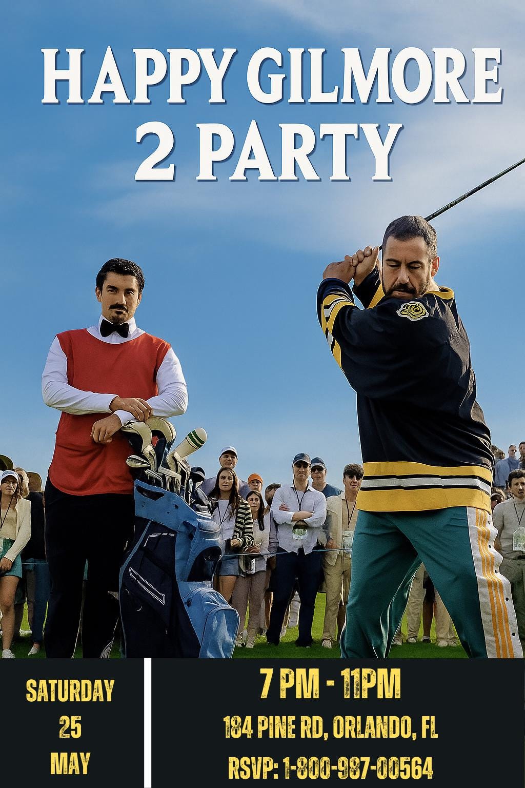 Happy Gilmore Party Invitation: Golf Theme, Adam Sandler Movie (digital ...