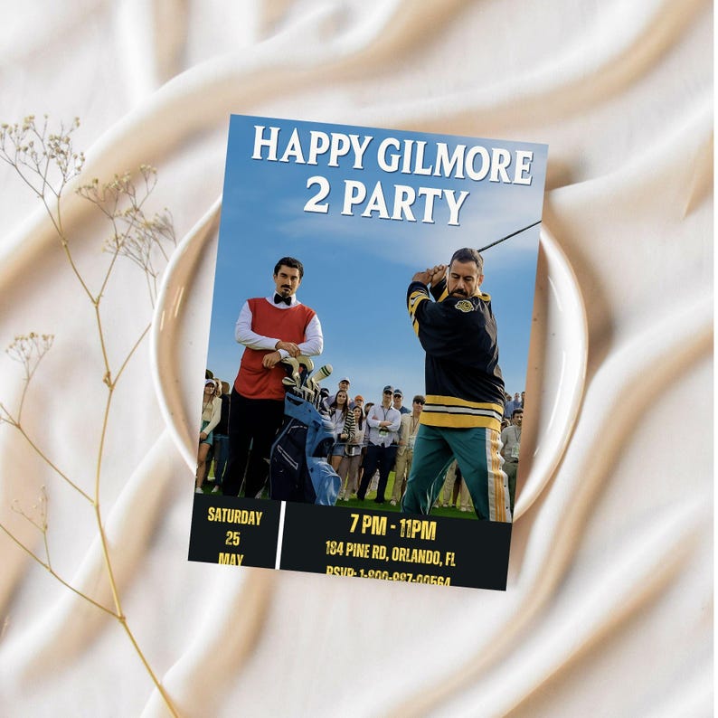 Happy Gilmore Party Invitation: Golf Theme, Adam Sandler Movie (digital ...