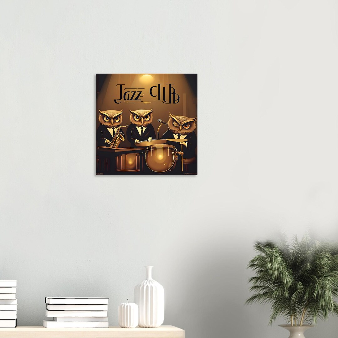Owls Jazz Club Poster | Vintage Animal Music Wall Art | Retro Jazz Band ...