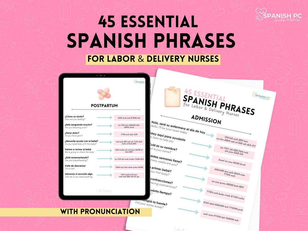 Medical Spanish Cheat Sheet for Nurses | Labor & Delivery Spanish ...