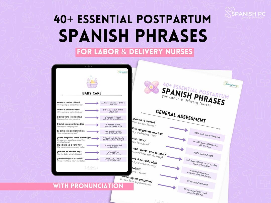 Postpartum Spanish Cheat Sheet for Nurses | Medical Spanish PDF | Labor ...