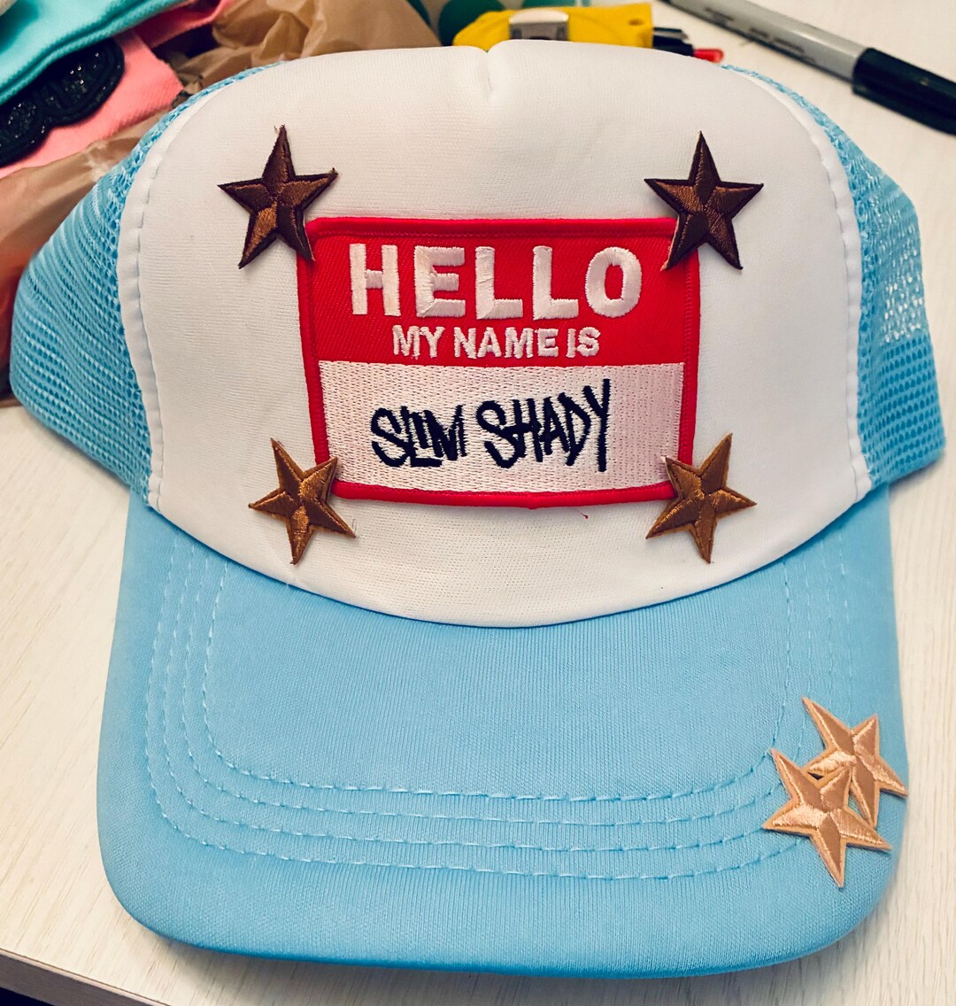 Blue and White Trucker Hat, Slim Shady - Etsy