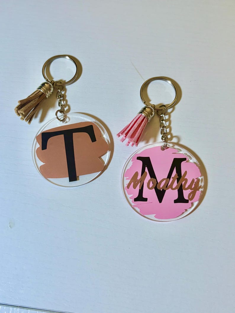 Personalized Acrylic Name Keychain: Custom Monogram Initial Bag Charm ...
