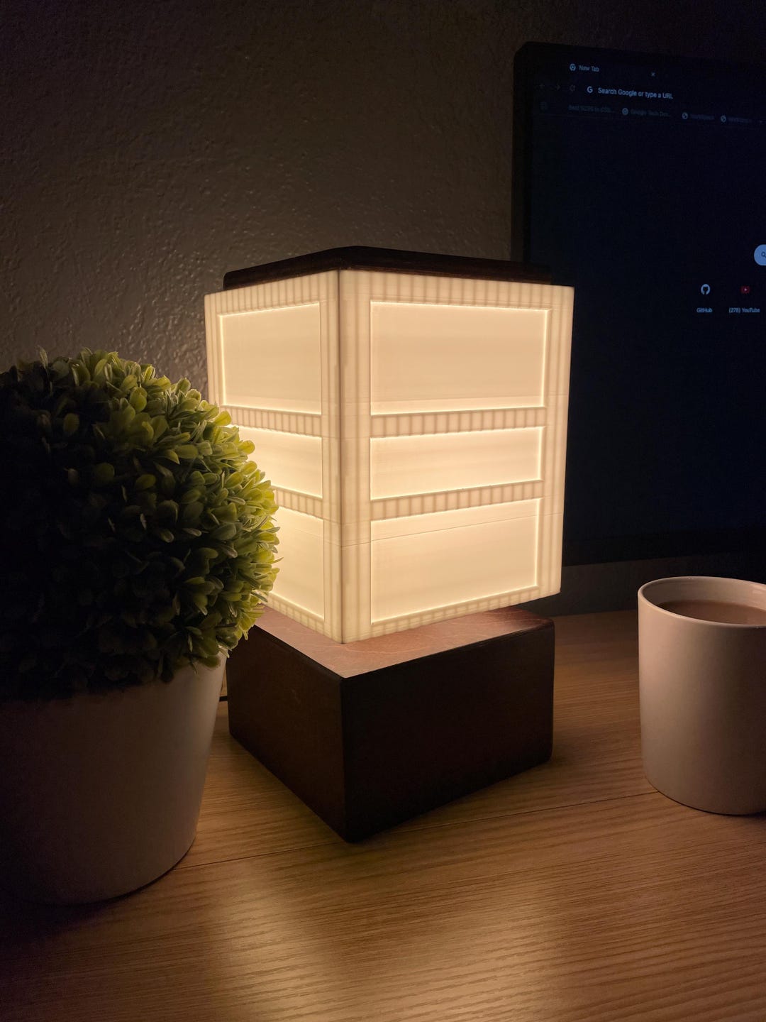 Ambient Table Lamp - Beside Light - Smart Light - Wooden Base - Etsy