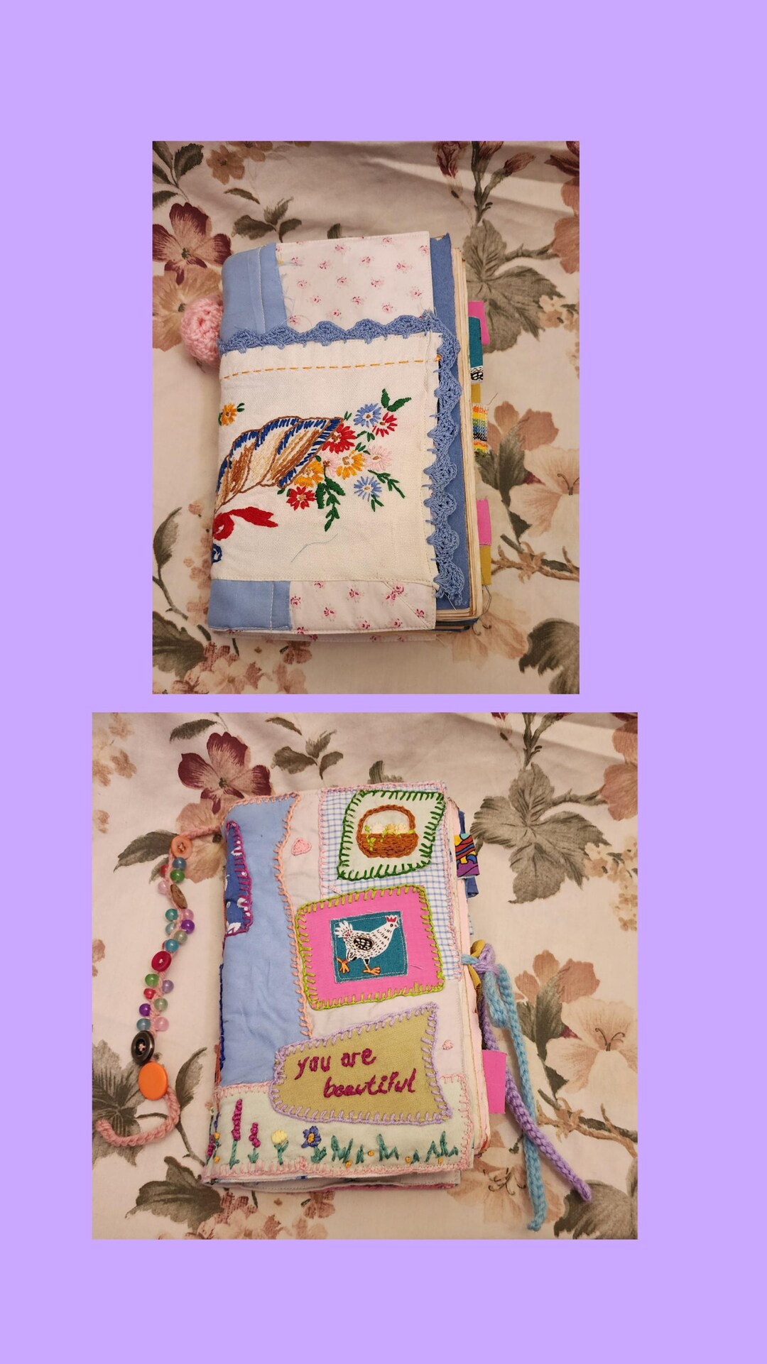 Patchwork Embroidery Junk Journals | Fabric Cover | - Etsy