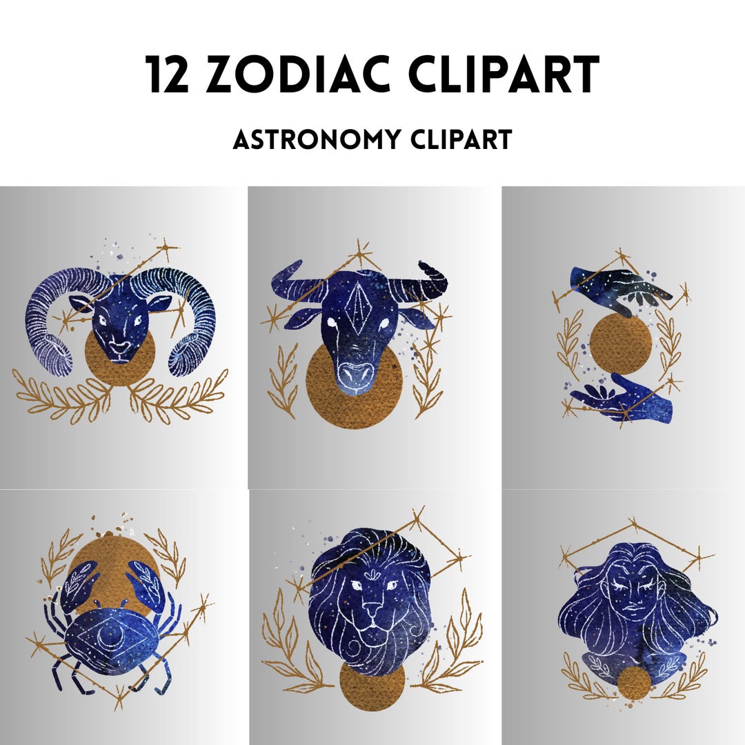 12 Zodiac Clipart, Astronomy Clipart, Zodiac Signs Design, Zodiac Sign ...
