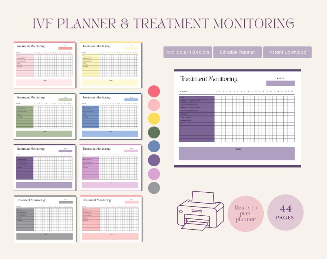 IVF Planner & Treatment Tracker Printable | Fertility Planner, IVF ...