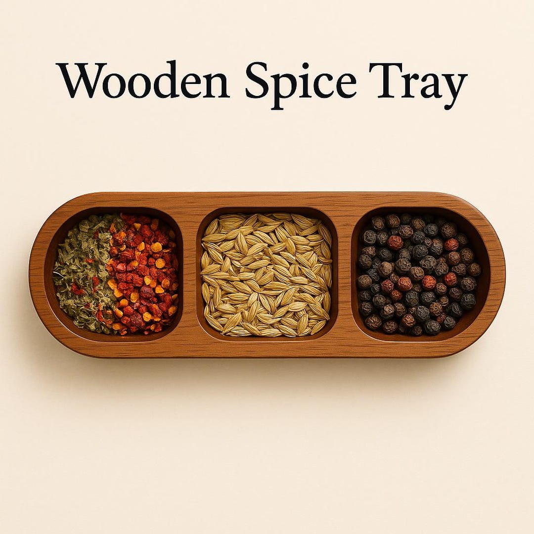 Handmade Wooden Spice Tray – 3-compartment Rustic Kitchen Organizer - Etsy