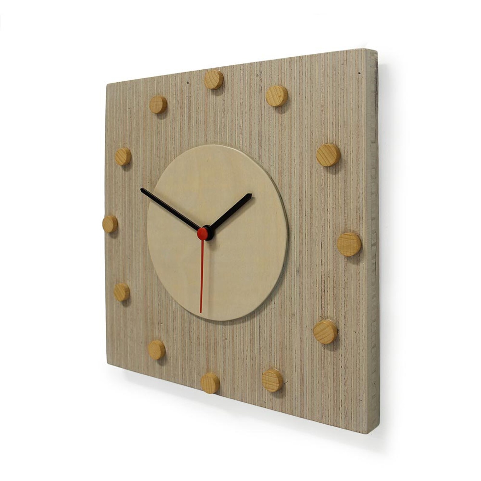 Grey Clock With Wooden Discs - Etsy