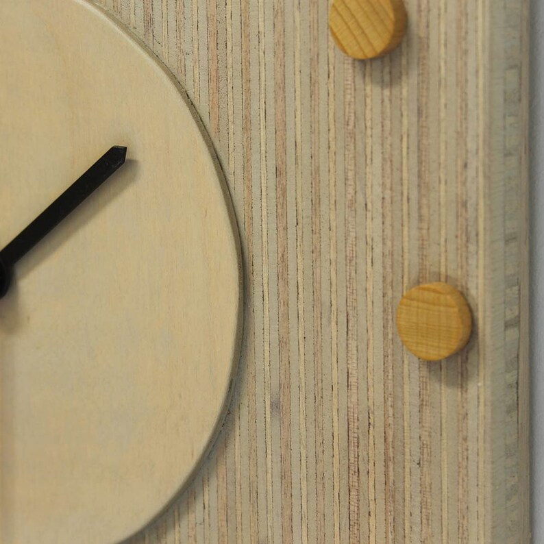 Grey Clock With Wooden Discs - Etsy