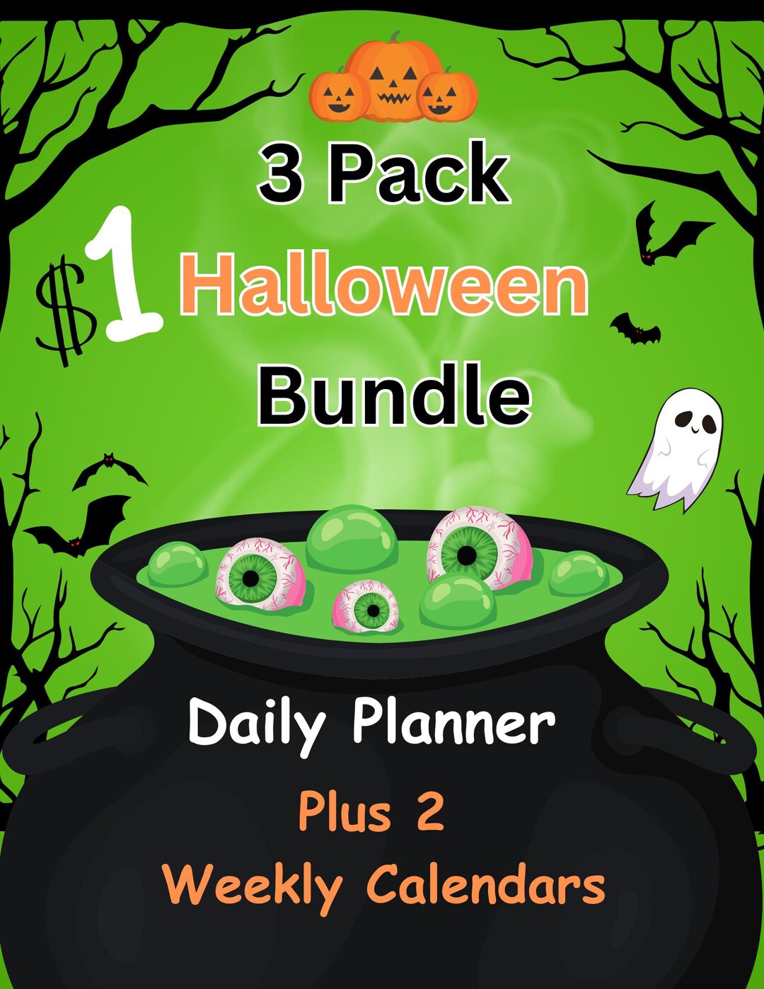 Spooky Printable Daily, Weekly Calendars Templates Instant Download - Etsy