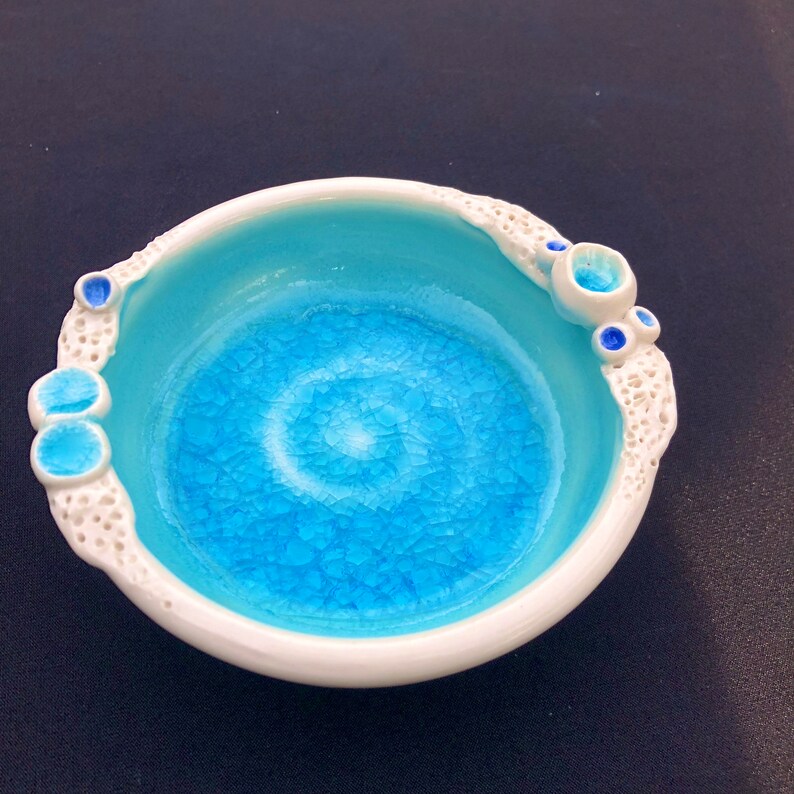 Ceramic Porcelain and Glass Barnacle Bowl Dish Trinkets Home Accent ...