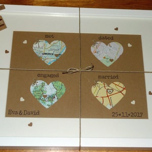 Map Love Hearts - Personalised Wedding Keepsake - Framed Custom ...