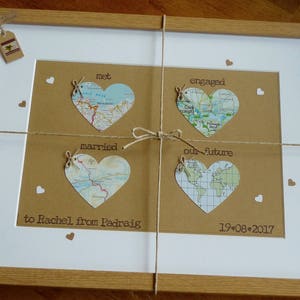 Map Love Hearts - Personalised Wedding Keepsake - Framed Custom ...