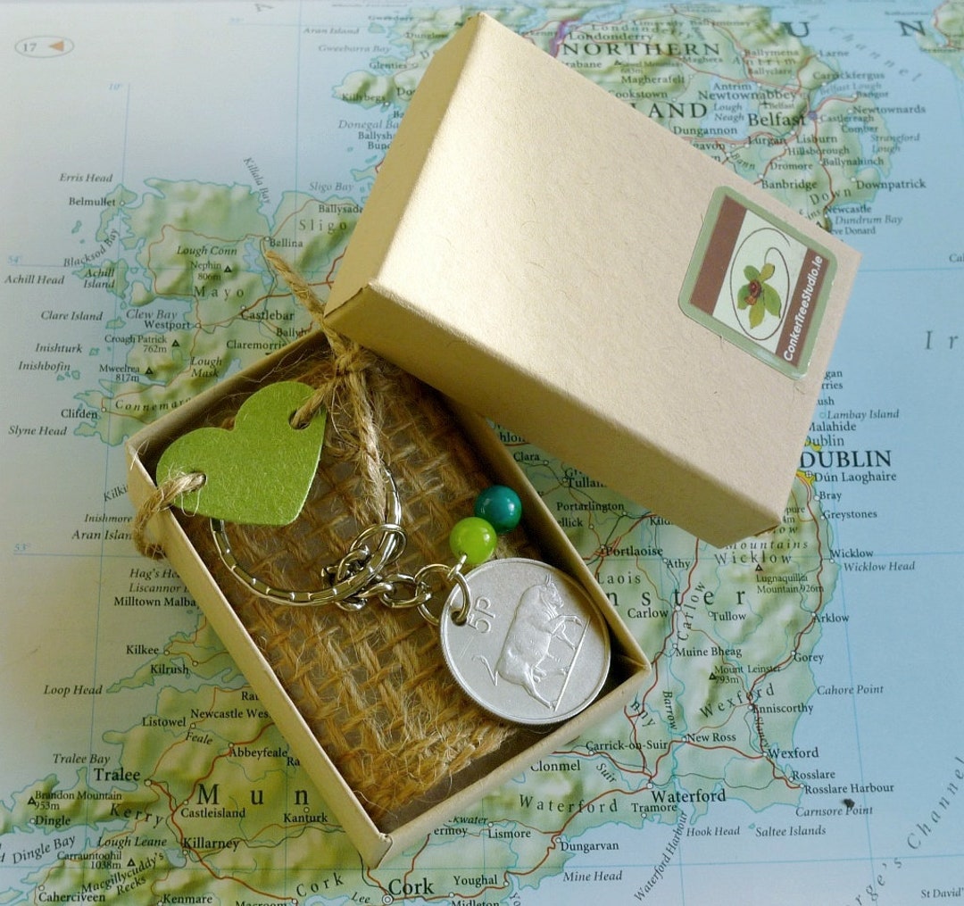 1982 Irish 5p Coin Keyring 41st Birthday or Anniversary Keepsake ...