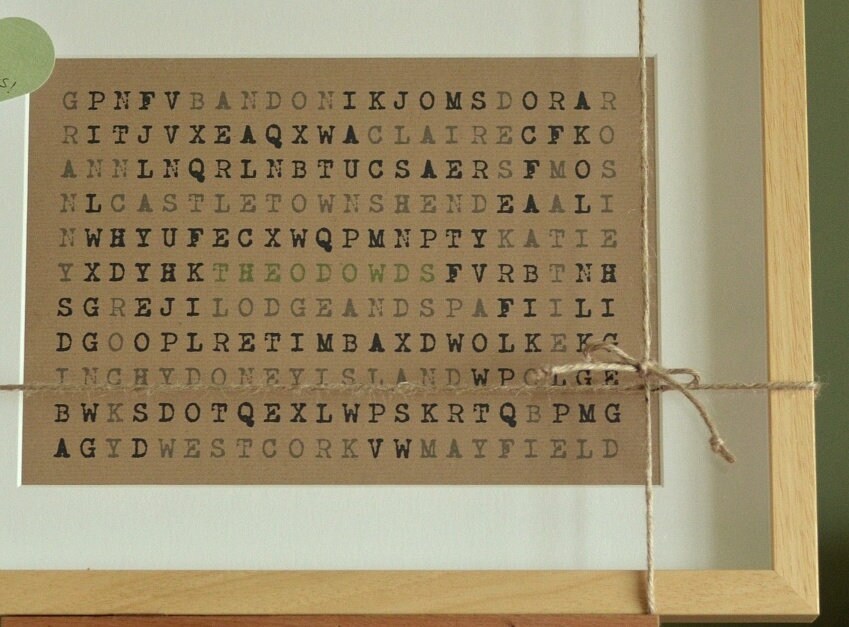 Personalised Word Search Frame Framed Keepsake Handmade in - Etsy