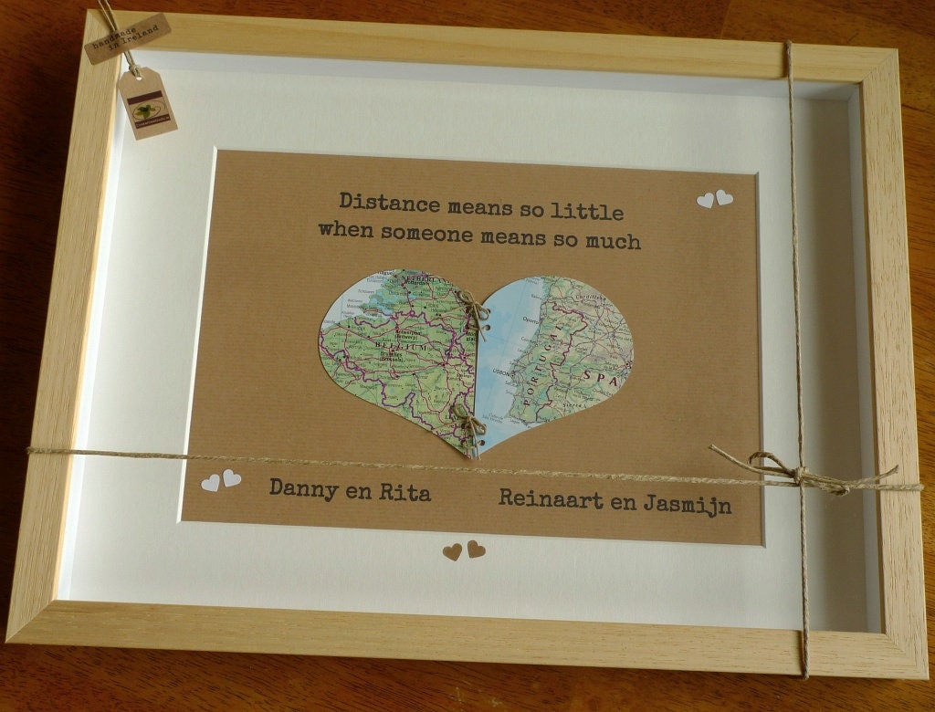 Love or Friendship Map Heart Personalised Keepsake Framed Love Heart ...