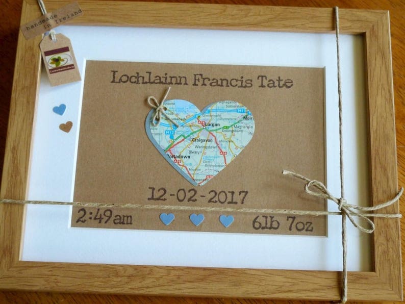 The Map of New Life New Baby Bespoke Map Heart Newborn | Etsy