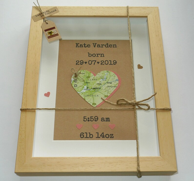The Map of New Life - New Baby Bespoke Map Heart - Newborn Baby Girl ...