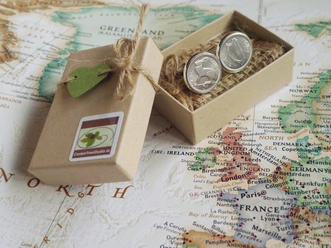 1965 Irish Threepence 3d Leath Reul Coin Cufflinks. 60th Birthday ...