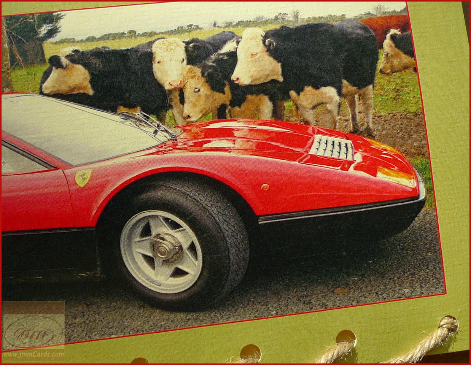 Classic Car - Red Ferrari - Irish Cows - Personalised Greeting Card ...