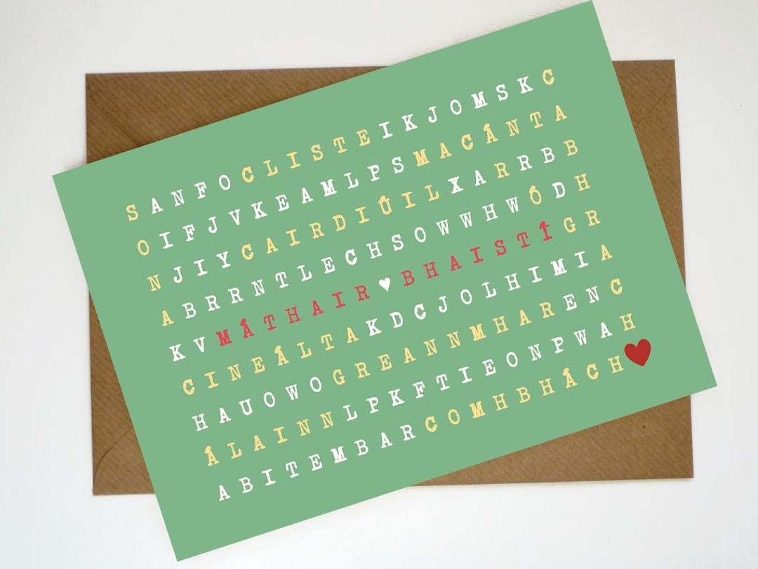 MÁTHAIR BHAISTÍ ('godmother' in Irish) - Word Search Greeting Card ...