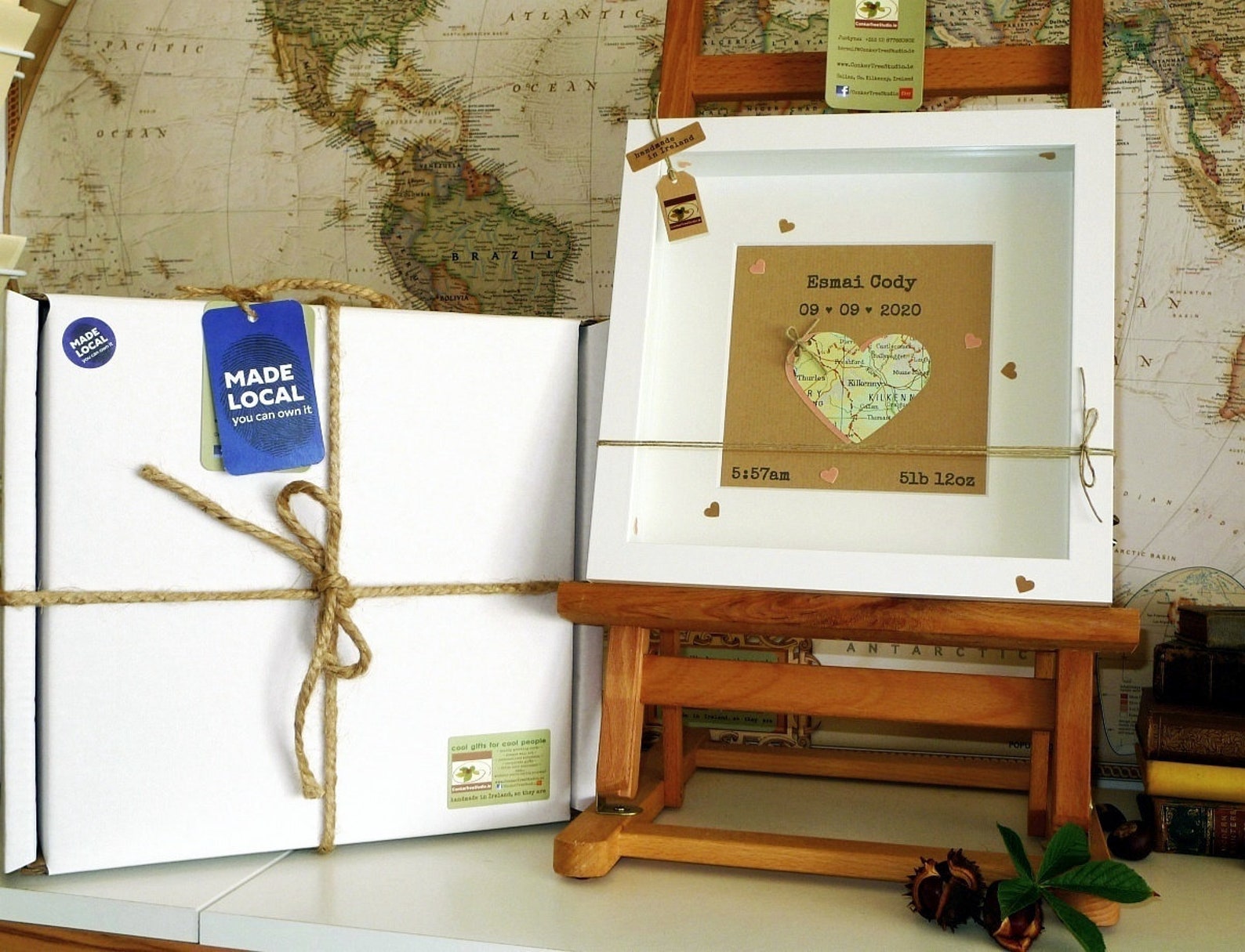 The Map of New Life - New Baby Bespoke Map Heart - Newborn Baby Girl ...