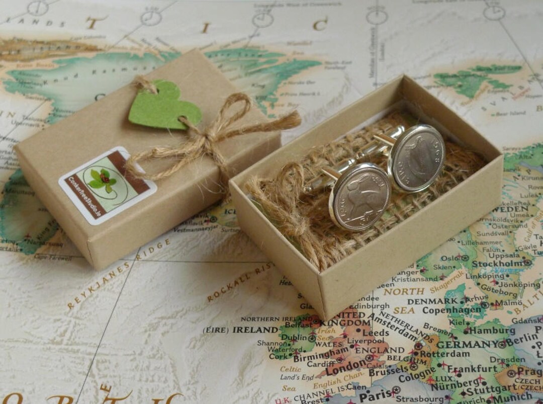 1948 Irish Threepence 3d Leath Reul Coin Cufflinks. 76th Birthday ...