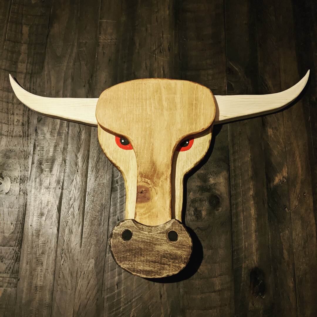 Wood Bull Head Wall Hanging - Etsy
