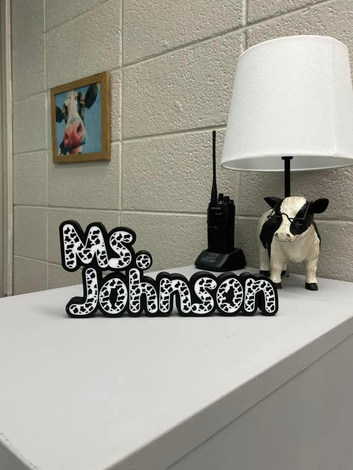 Custom Cow Print Teacher Desk Nameplate - Etsy