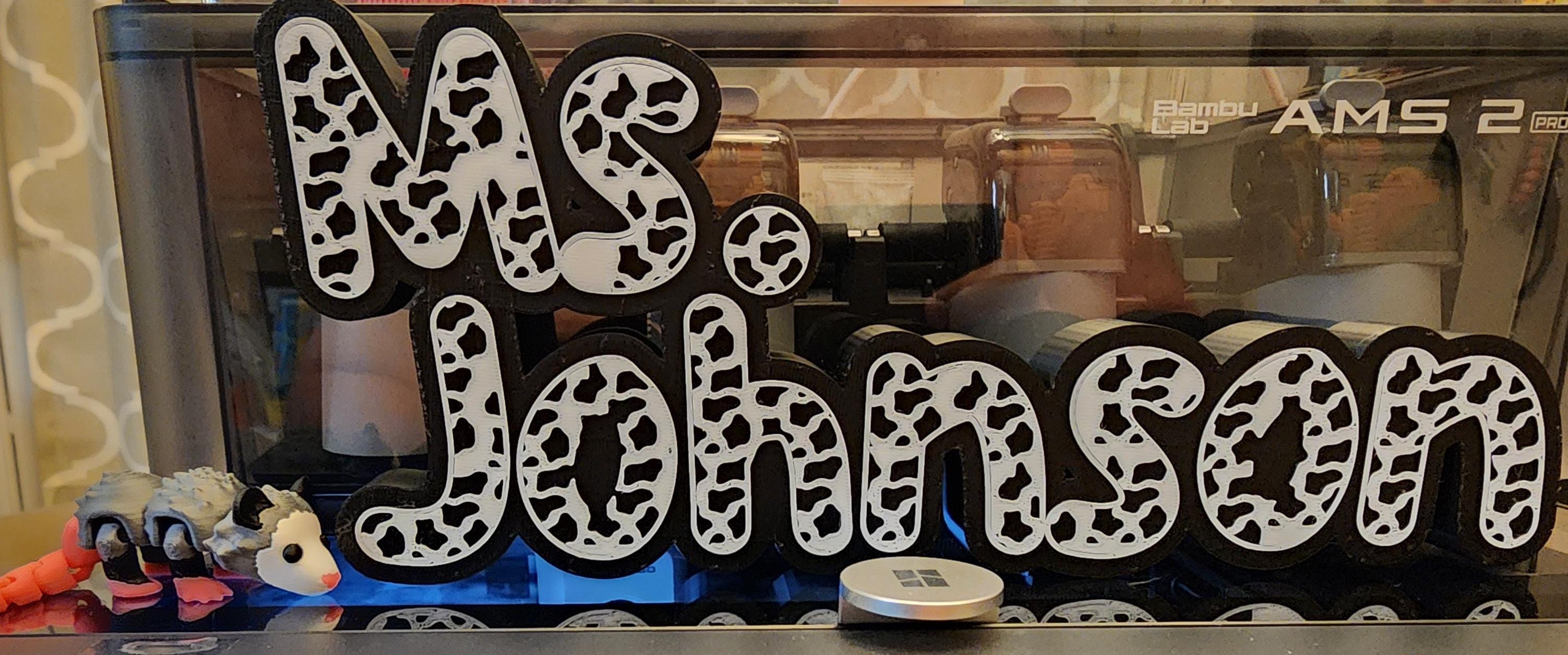 Custom Cow Print Teacher Desk Nameplate - Etsy
