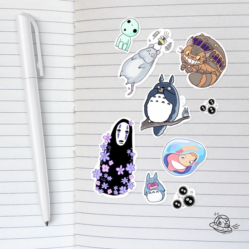 Ghibli Inspired Sticker Sheet: Anime Stationery, Pastel Art - Etsy