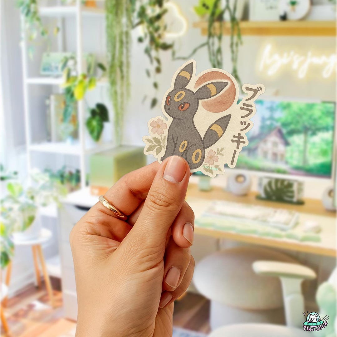 Umbreon Sticker, Japanese Pokémon Vinyl Sticker, Kawaii Anime Decal ...