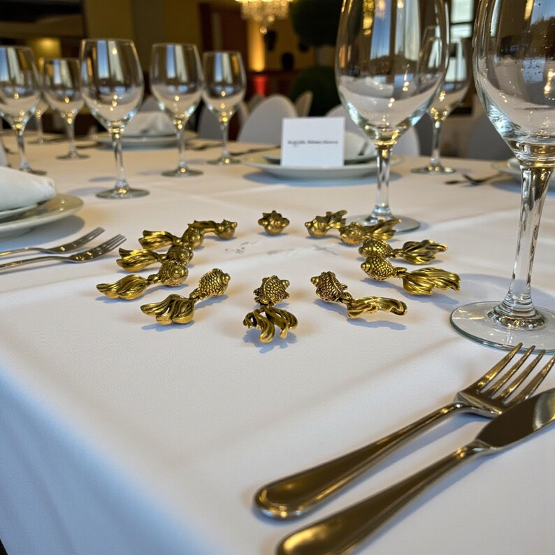 Rare Vintage French Knife Rests Goldfish – Set of 6 Brass Table Decor ...