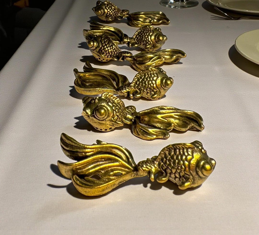 Rare Vintage French Knife Rests Goldfish – Set of 6 Brass Table Decor ...