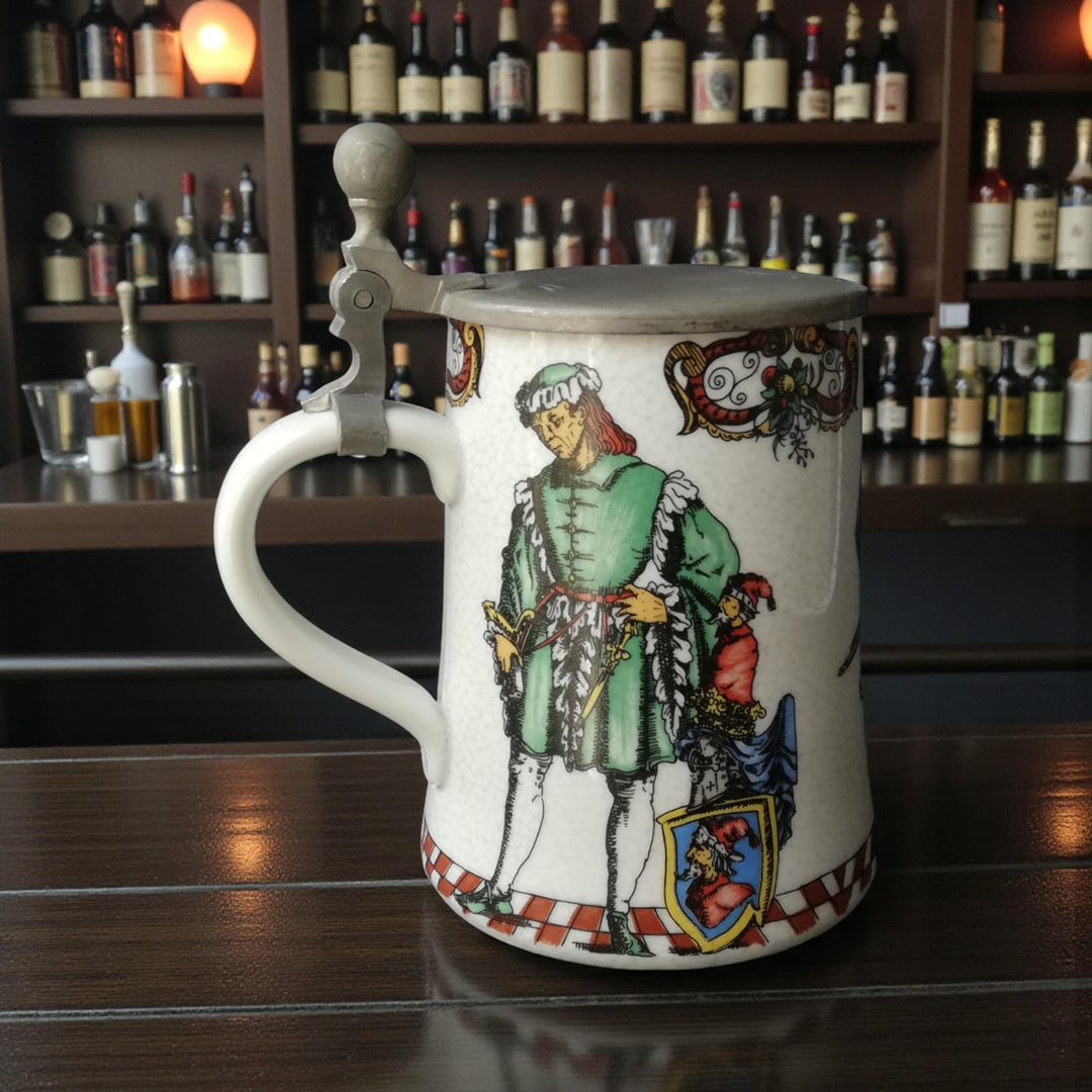 Vintage BMF German Beer Stein With Pewter Lid | West Germany 0.5L ...