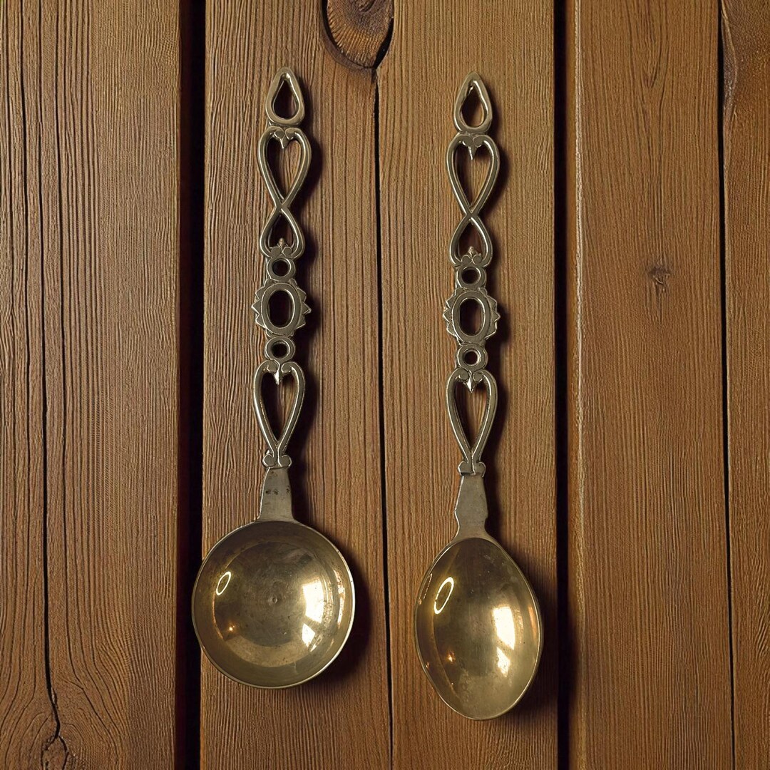 Vintage Ornate Brass Serving Spoons: Collectible Kitchen Decor - Etsy
