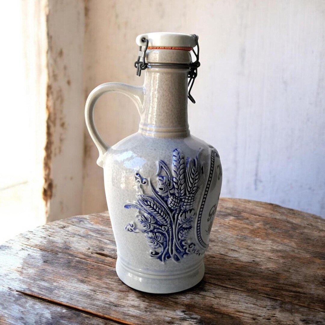 Vintage German Ceramic Beer Jug With Stopper – 2L Stoneware Growler ...