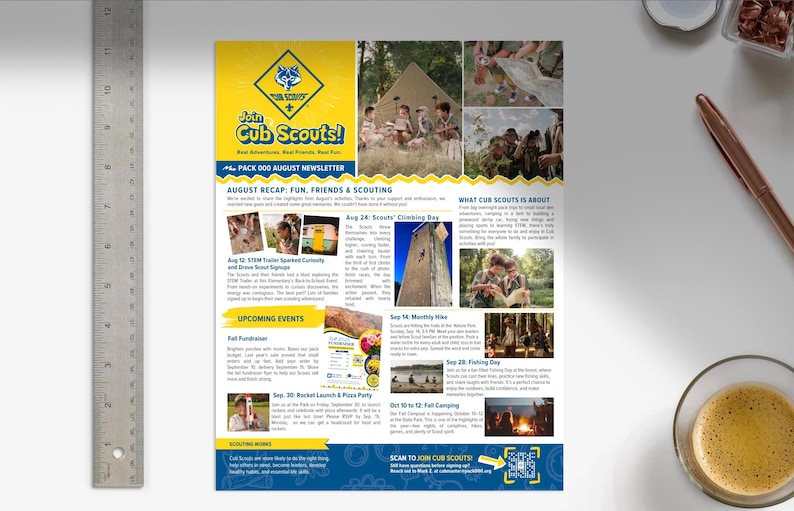 Scout Newsletter Template (8.5x11) | Cub Scout Pack Monthly ...