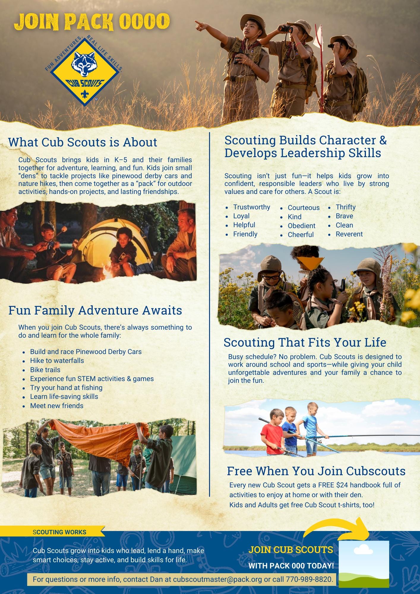 Cub Scouts Recruitment Flyer Template: Editable Through Free Canva Pack ...