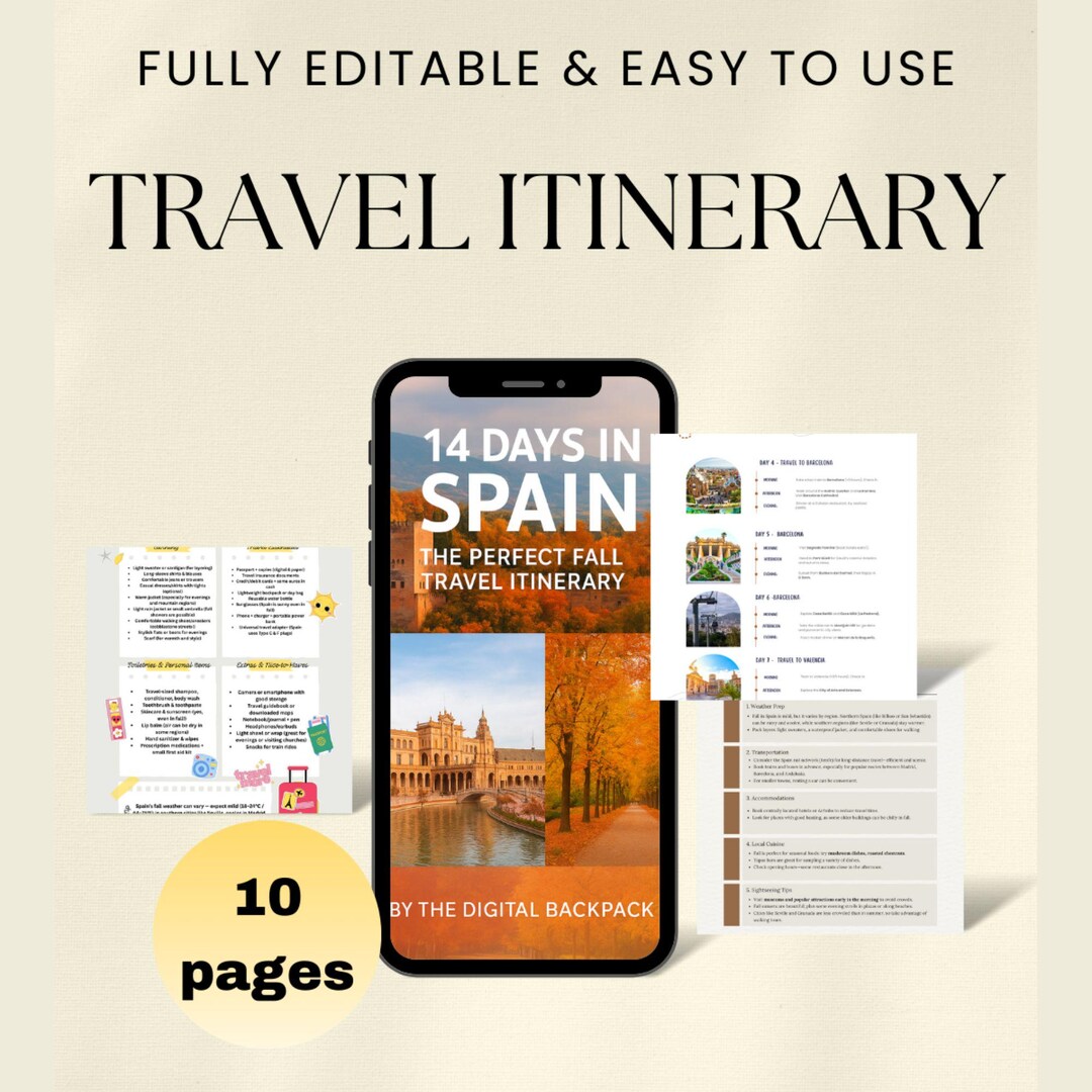 Spain 2-week Itinerary PDF | Fall Travel Guide, Packing Checklist ...