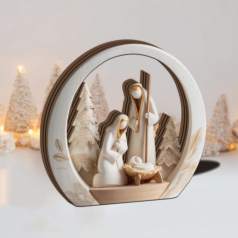 White Wooden Nativity Scene, Minimalist Holy Family Christmas Decor - Etsy