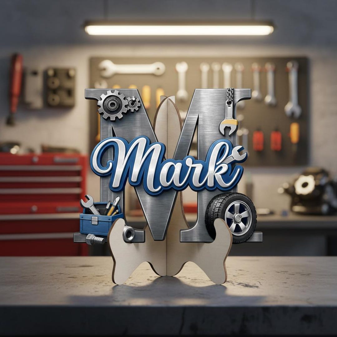Personalized Wooden Letter M Mechanic Theme | Custom Garage Decor - Etsy