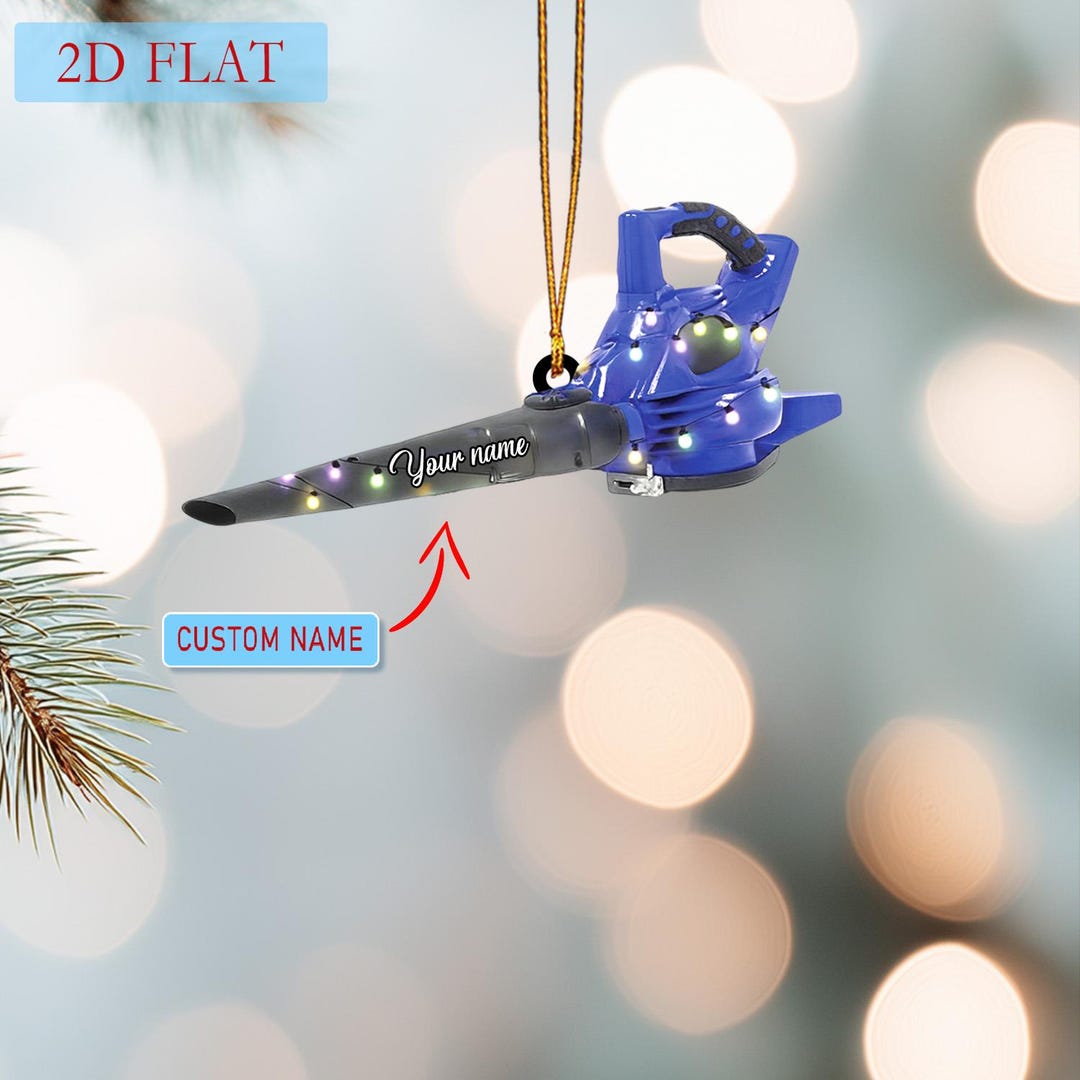 Personalized Leaf Blower Ornament: Custom Name Gardener Gift (2D Flat ...