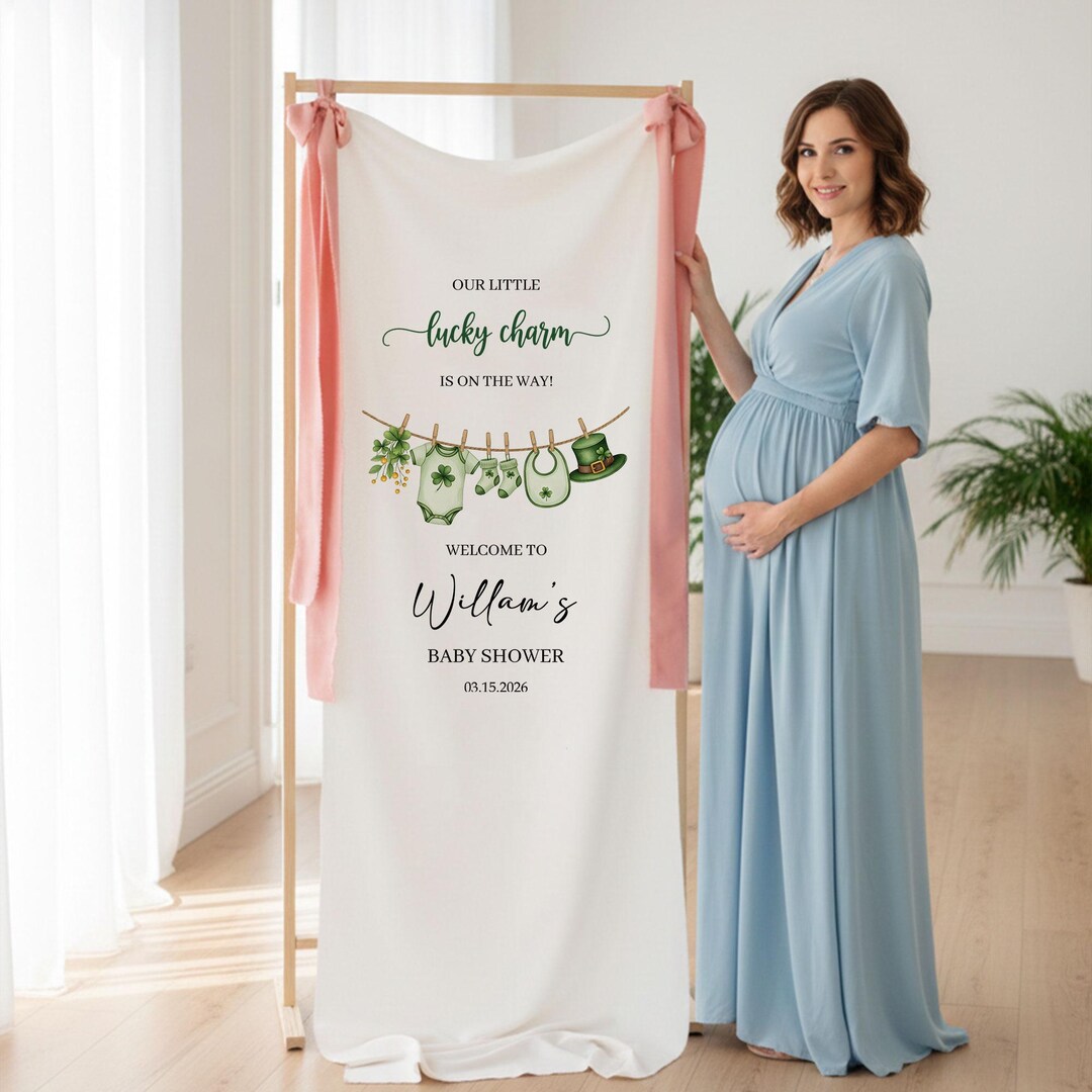 Personalized Baby Shower Banner, Lucky Charm Welcome Sign, St Patrick ...