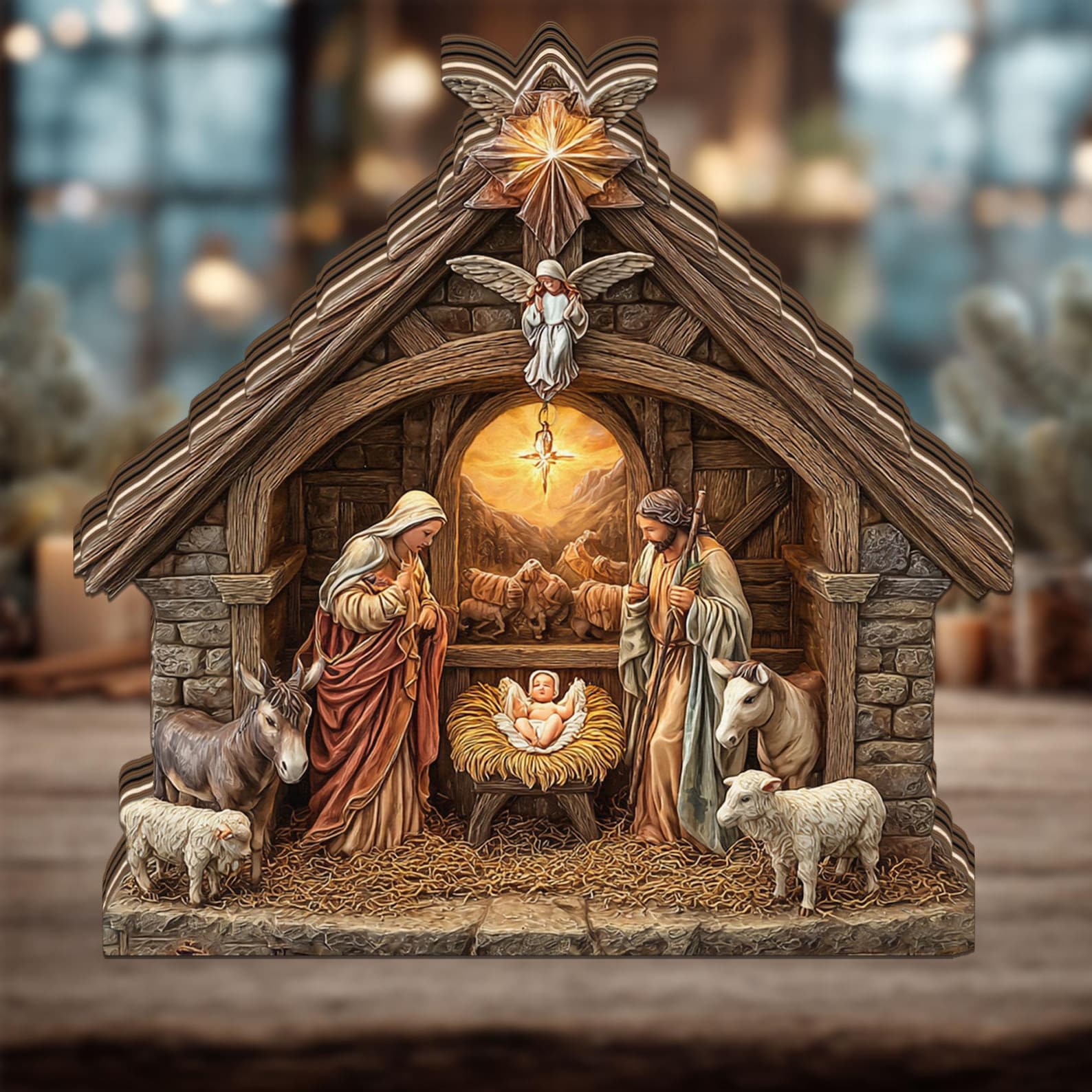 Wooden Nativity Scene Block | Holy Family Manger Creche Decor - Etsy
